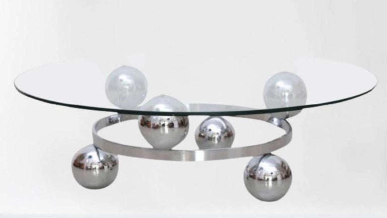 Sputnik Mid-Century Space Age Chrome Glassed Top Coffee Table For Sale ...