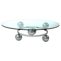 Round Chrome Sputnik Atomic Coffee Table with Glass Top at 1stDibs