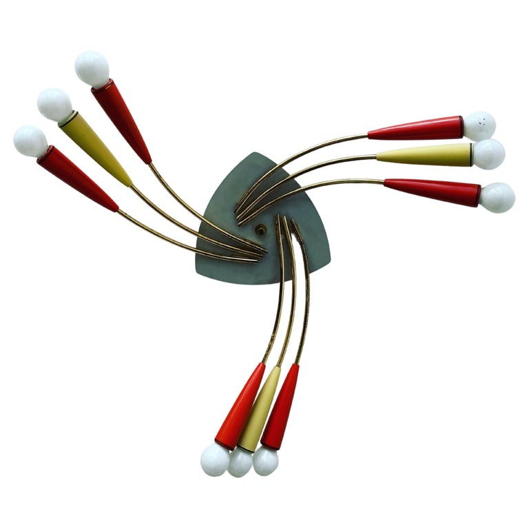 Sputnik Wall Light, Flush Mount Italian, 1950s in Style of Stilnovo For ...