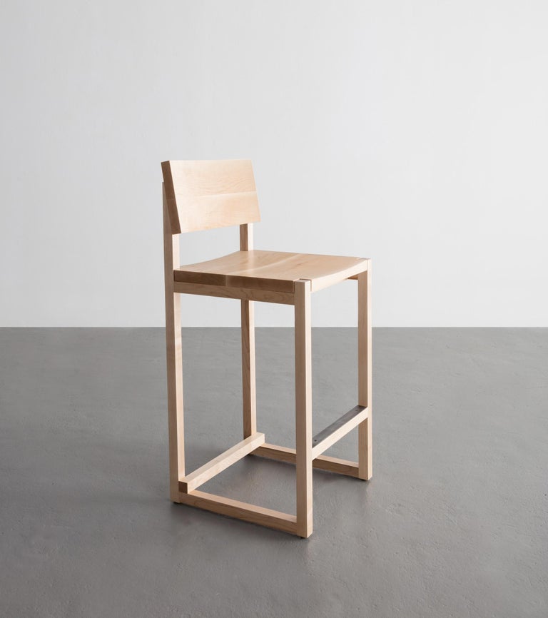 SQ Counter Stool, Maple Hardwood, Brushed Nickel For Sale at 1stDibs ...