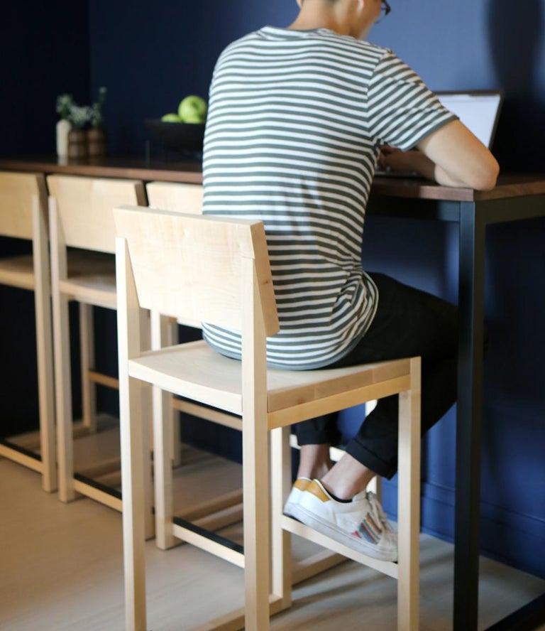 SQ Counter Stool, Maple Hardwood, Brushed Nickel For Sale at 1stDibs ...