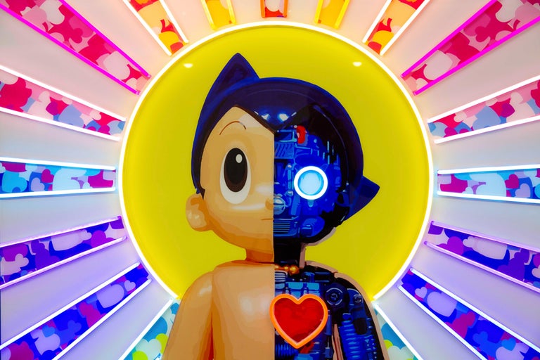 SQRA - Neon Astro Boy (50" x 33") For Sale at 1stDibs