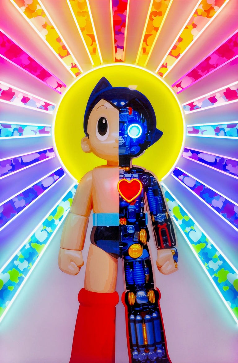 SQRA - Neon Astro Boy (50" x 33") For Sale at 1stDibs