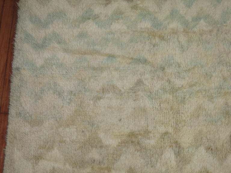 Square Persian Shag Rug in Ivory Pale Blue For Sale at 1stDibs