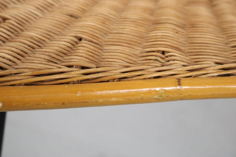 Square 1950s Wicker Sofa Table For Sale at 1stDibs