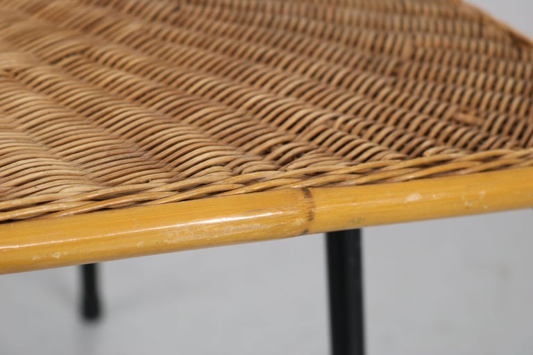 Square 1950s Wicker Sofa Table For Sale at 1stDibs