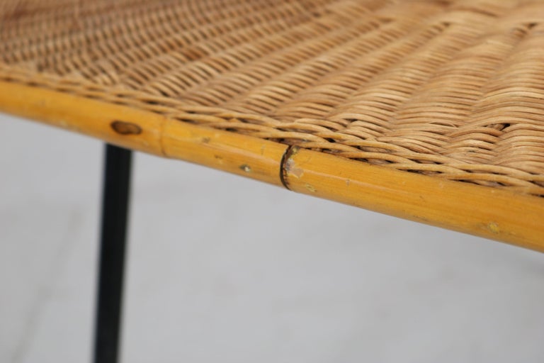 Square 1950s Wicker Sofa Table For Sale at 1stDibs