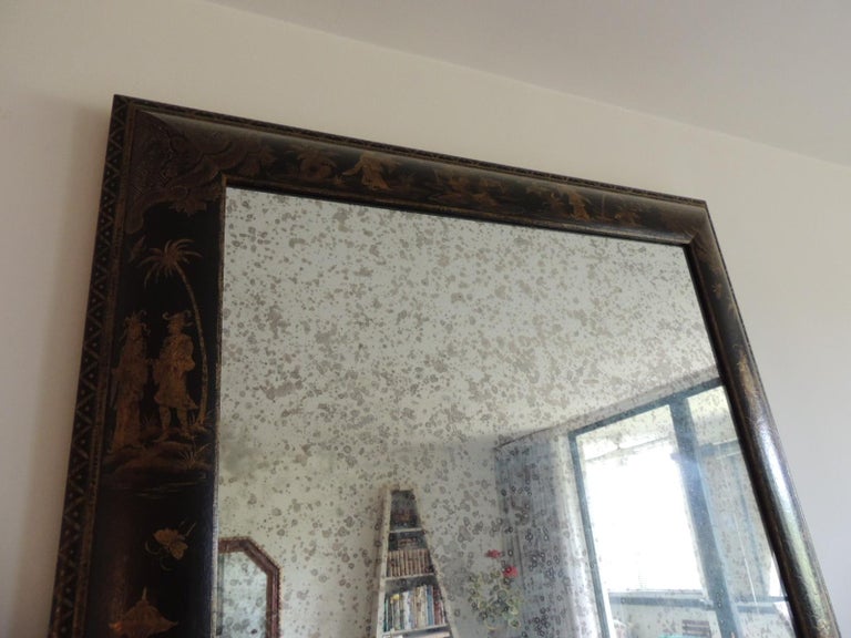 Rectangular Antique Style Chinoiserie Lacquer and Gold Wall Mirror For ...