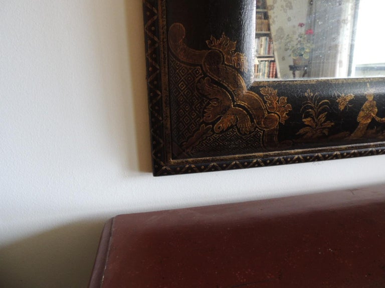 Rectangular Antique Style Chinoiserie Lacquer and Gold Wall Mirror For ...