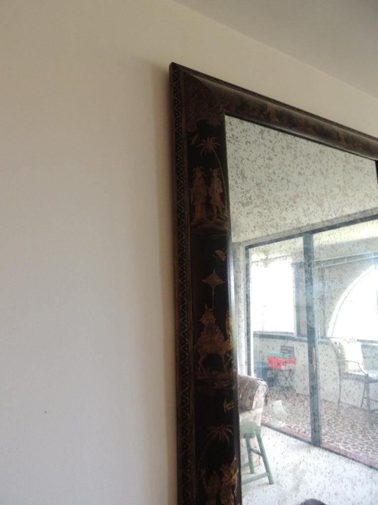 Rectangular Antique Style Chinoiserie Lacquer and Gold Wall Mirror For ...