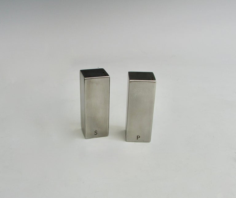 Square Base Skyscraper Modernist Stainless Steel Salt Pepper Shakers at ...