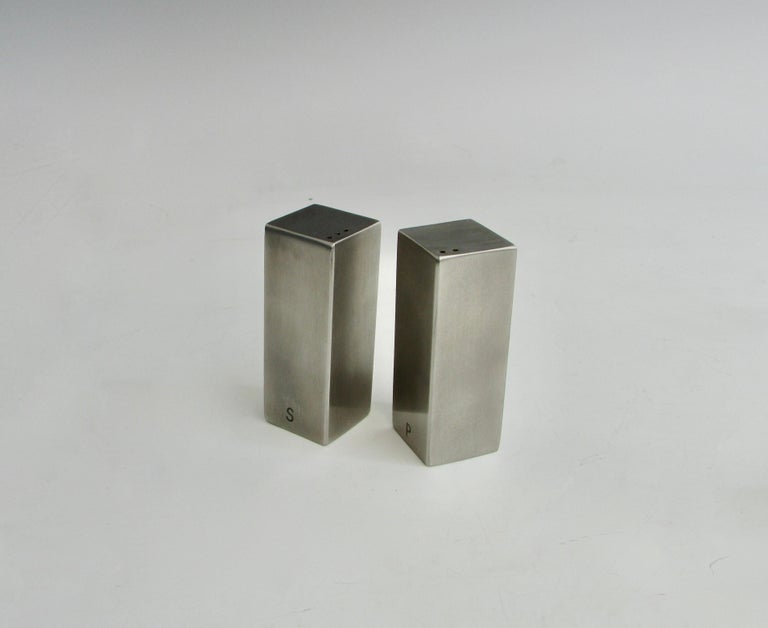 Square Base Skyscraper Modernist Stainless Steel Salt Pepper Shakers at ...