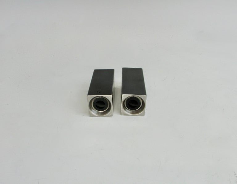Square Base Skyscraper Modernist Stainless Steel Salt Pepper Shakers at ...