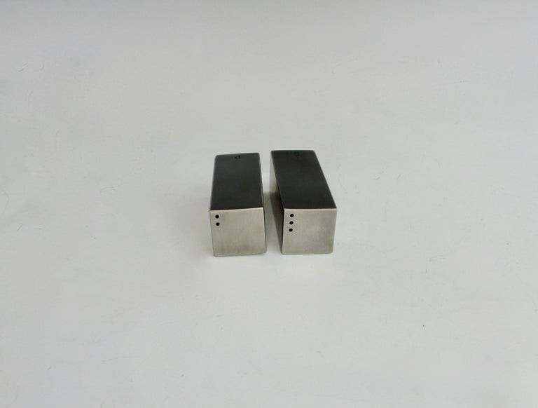 Square Base Skyscraper Modernist Stainless Steel Salt Pepper Shakers at ...