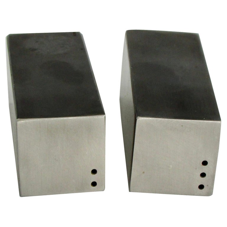 Square Base Skyscraper Modernist Stainless Steel Salt Pepper Shakers at ...