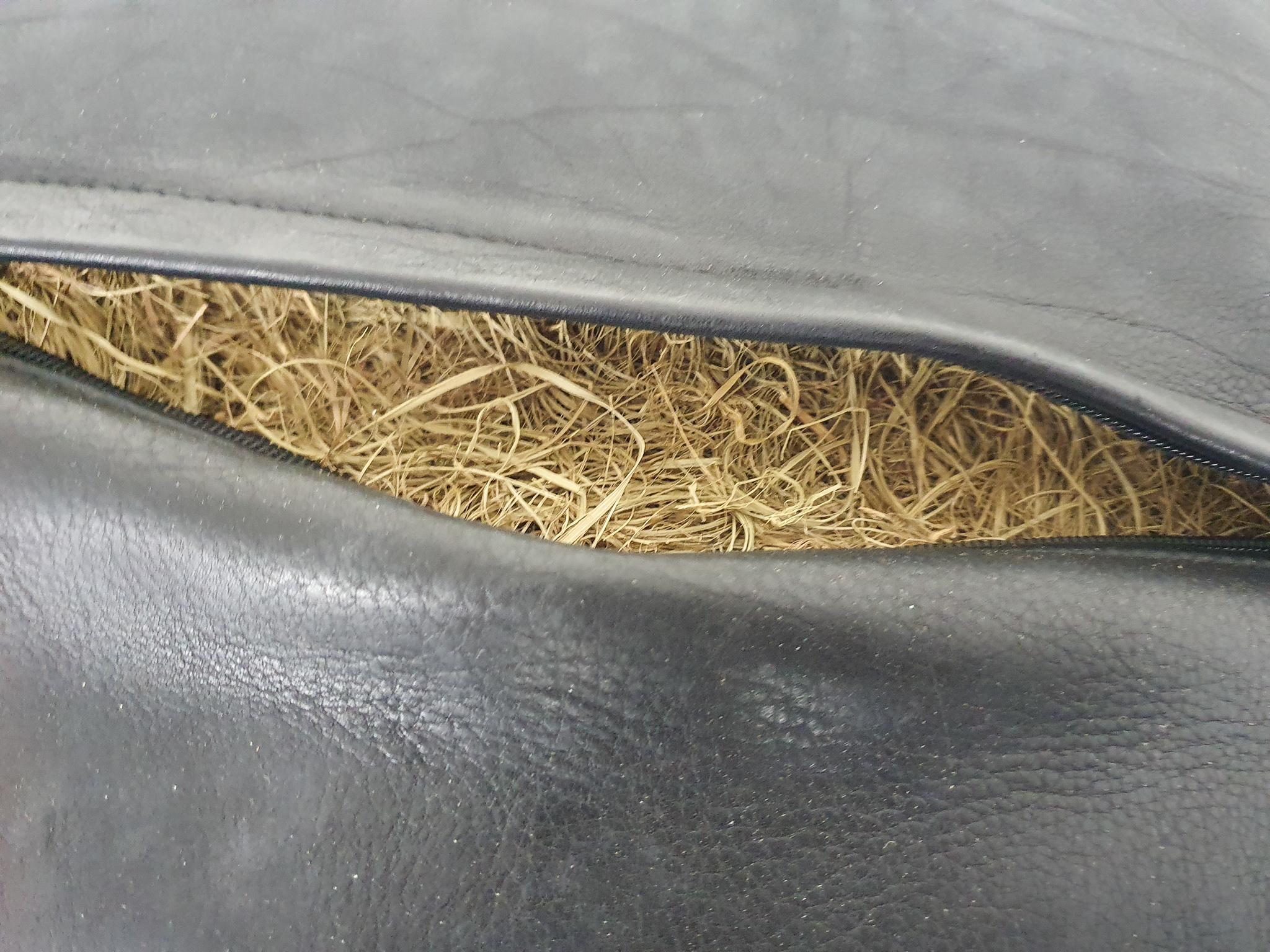 Square Black Leather Ottoman or Poof, France, 1980's For Sale at ...