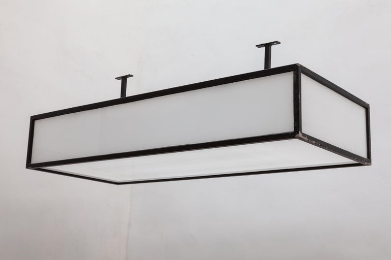 Square Box Flush Mount or Wall Light, White Opal Glass, Italy, 1960s ...