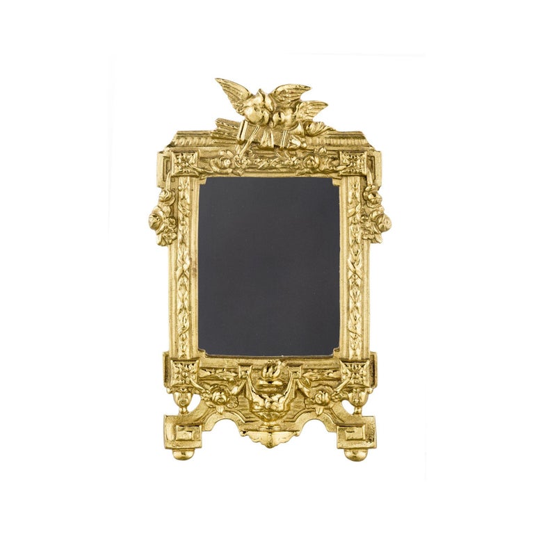 Sissi square brass frame with garland and doves For Sale at 1stDibs