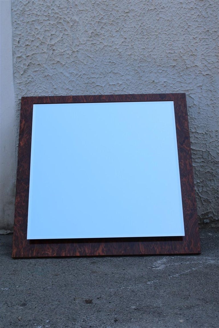 Square Briar Wall Mirror by Walnut Italian Design, 1970 For Sale at 1stDibs