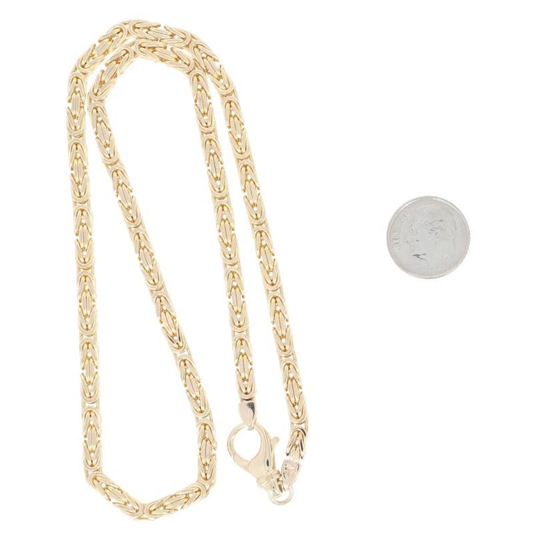 Square Byzantine Chain Necklace, 14 Karat Yellow Gold Lobster Claw ...