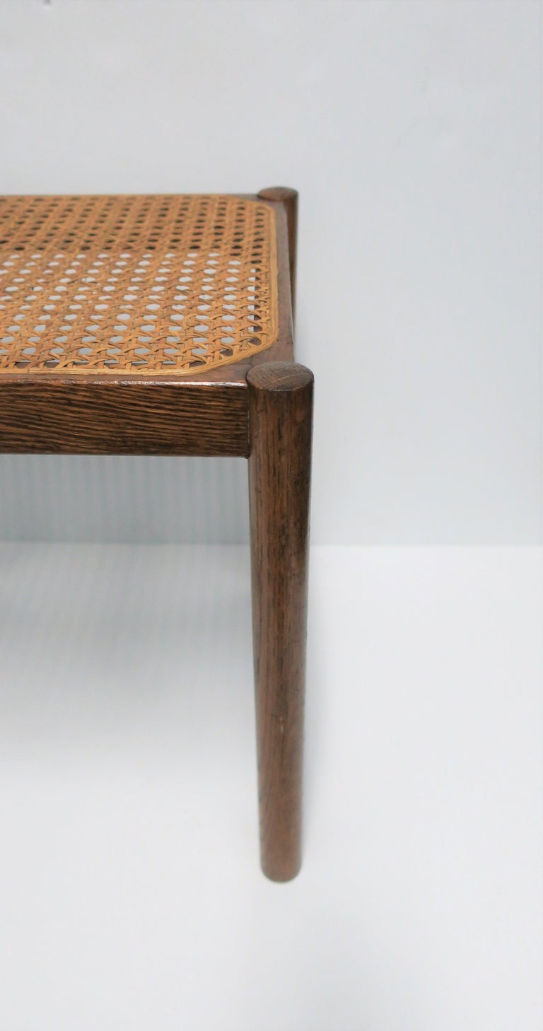Square Cane and Wood Side Table, circa 1960s For Sale at 1stdibs