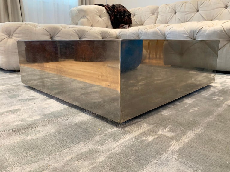 Square Chrome and Walnut Coffee Table by Reza Feiz for Phase Design ...