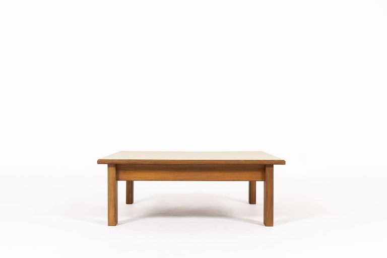 Square Coffee Table by French Andre Sornay Beech and Beige Laminate Top ...