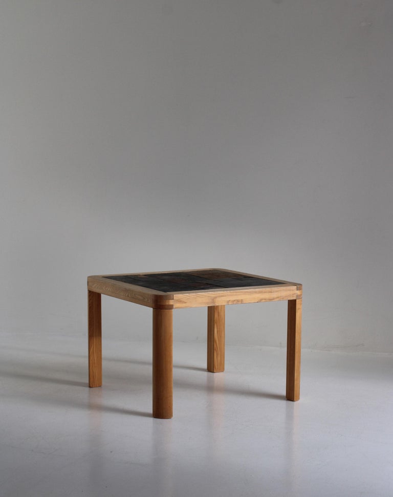 Square Coffee Table in Oak with Slate Top, Haslev Furniture, Denmark ...