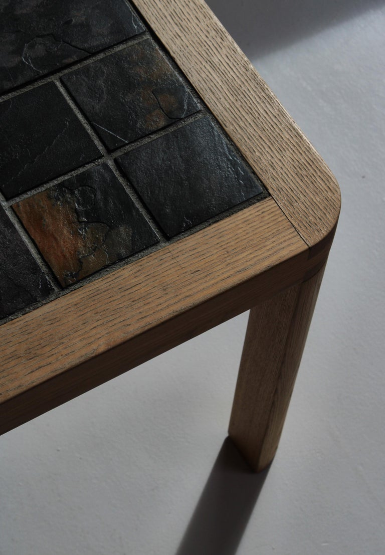 Square Coffee Table in Oak with Slate Top, Haslev Furniture, Denmark ...