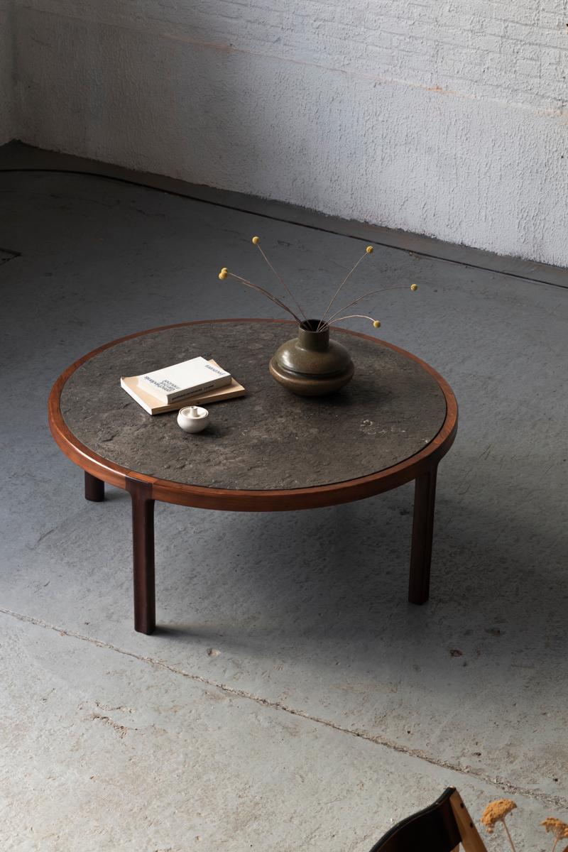 Square Coffee Table in Rosewood with a Slate Stone Table top, 1960’s ...