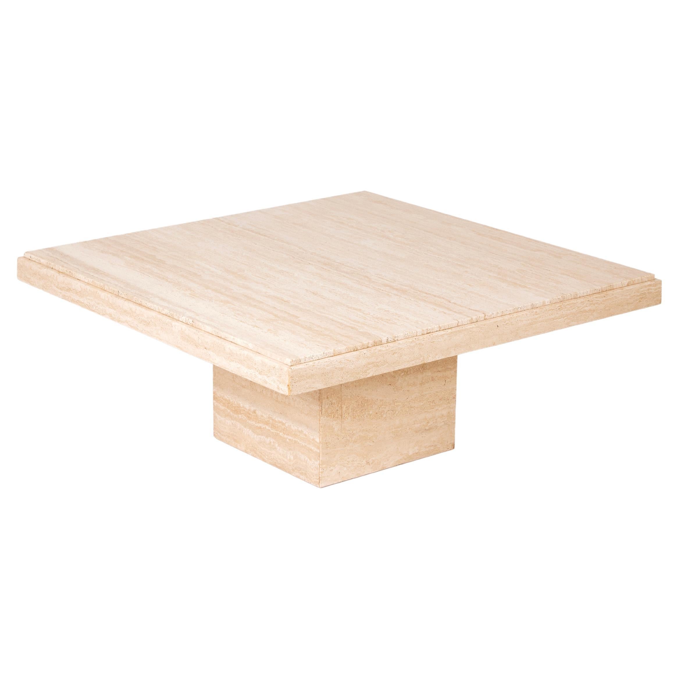 Square Coffee Table In Travertine, 1970s For Sale at 1stDibs