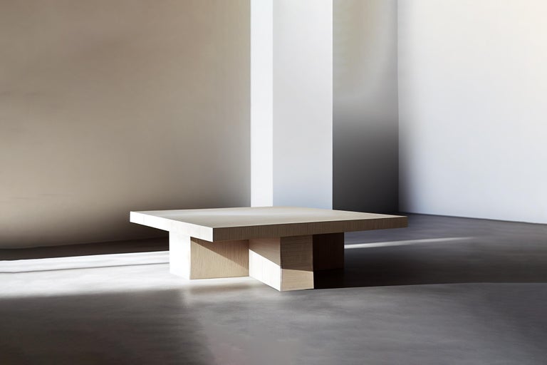 Square Coffee Table with Thick Cruciform Base Made with Beautiful Grey ...