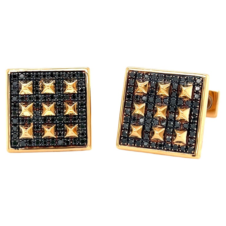 Square Cufflinks Black Diamonds For Sale at 1stDibs
