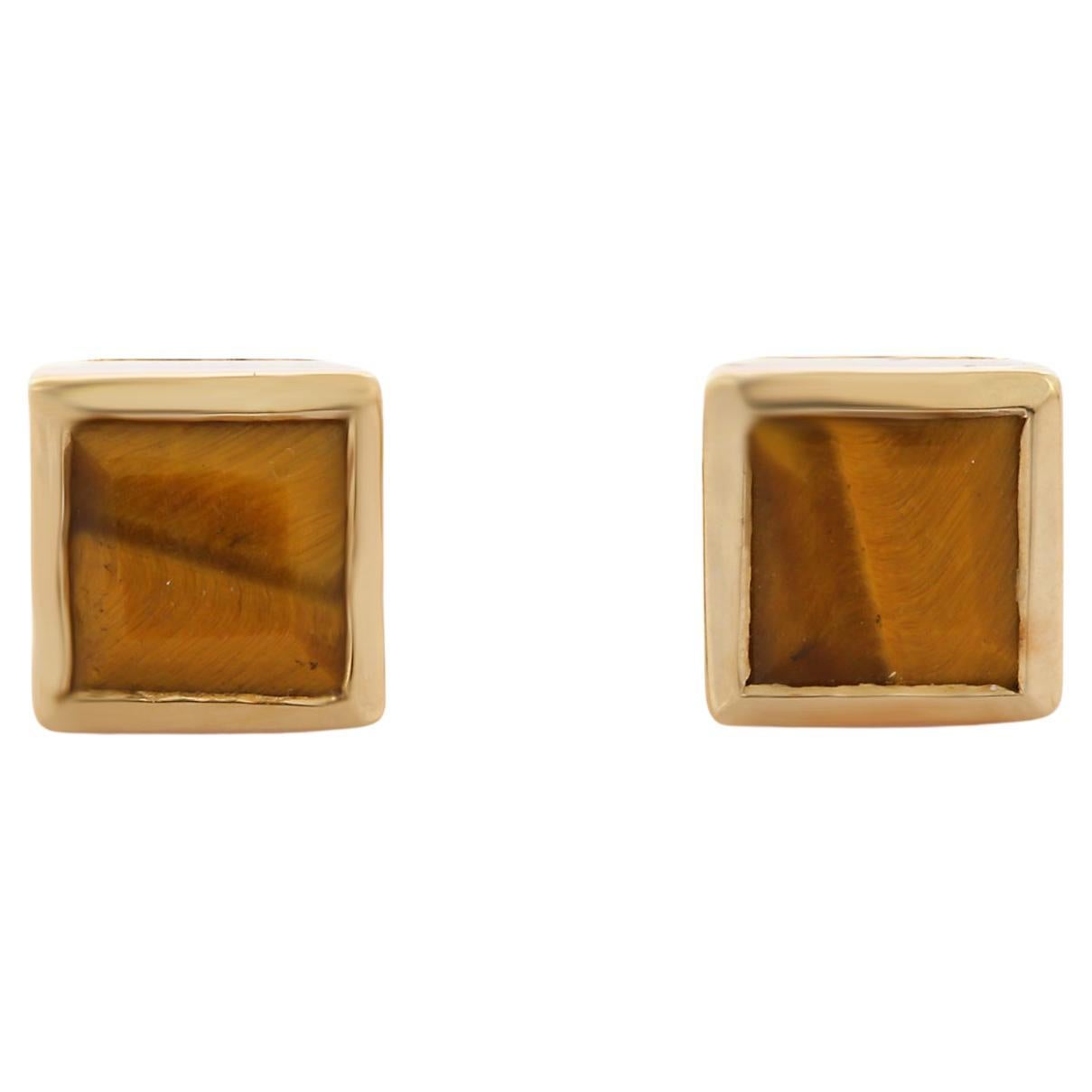 14K Yellow Gold Minimalist Square Cut Bezel Set Turquoise Push Back ...