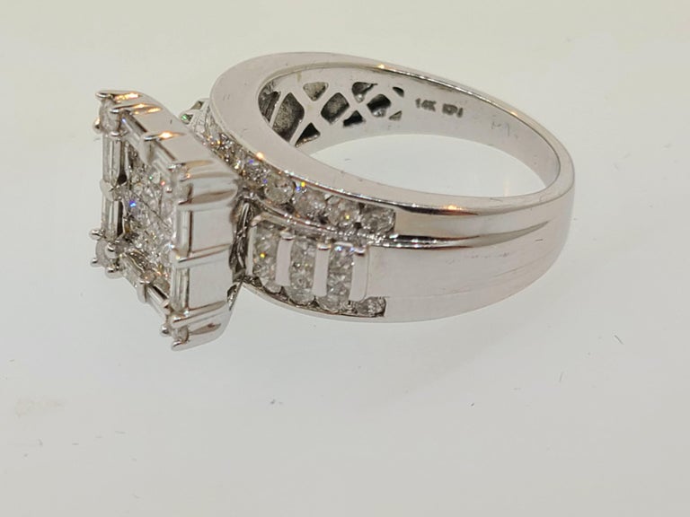 Square Diamond Cluster 14k Gold Ring For Sale at 1stDibs