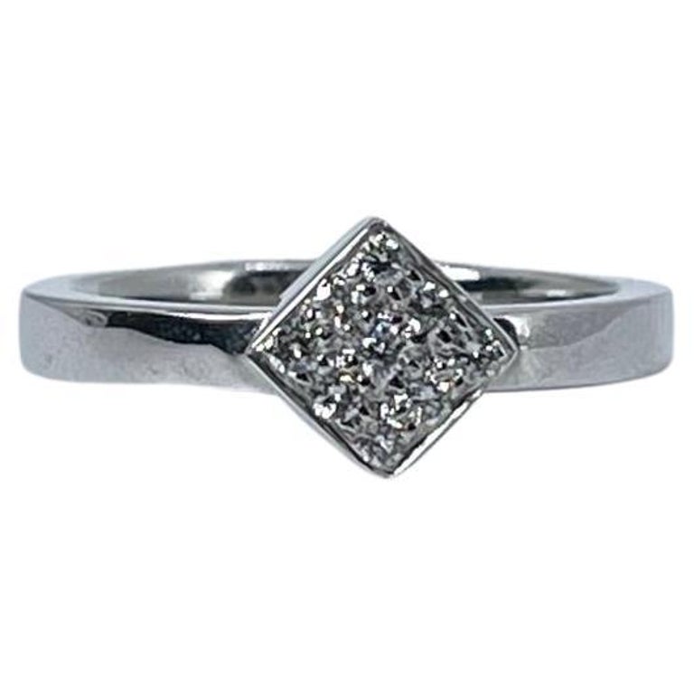 Square Diamond Ring Pave Set Ring 18KT White Gold Diamond Ring For Sale ...