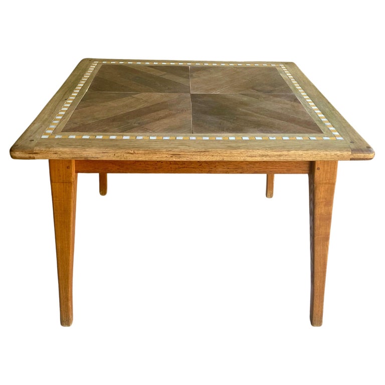 Square Dining / Game Table with Yellow and White Tile Accent, France ...