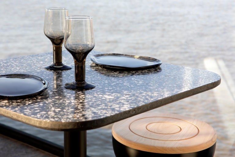 Square Dining Table 'i' in Black Terrazzo For Sale at 1stDibs