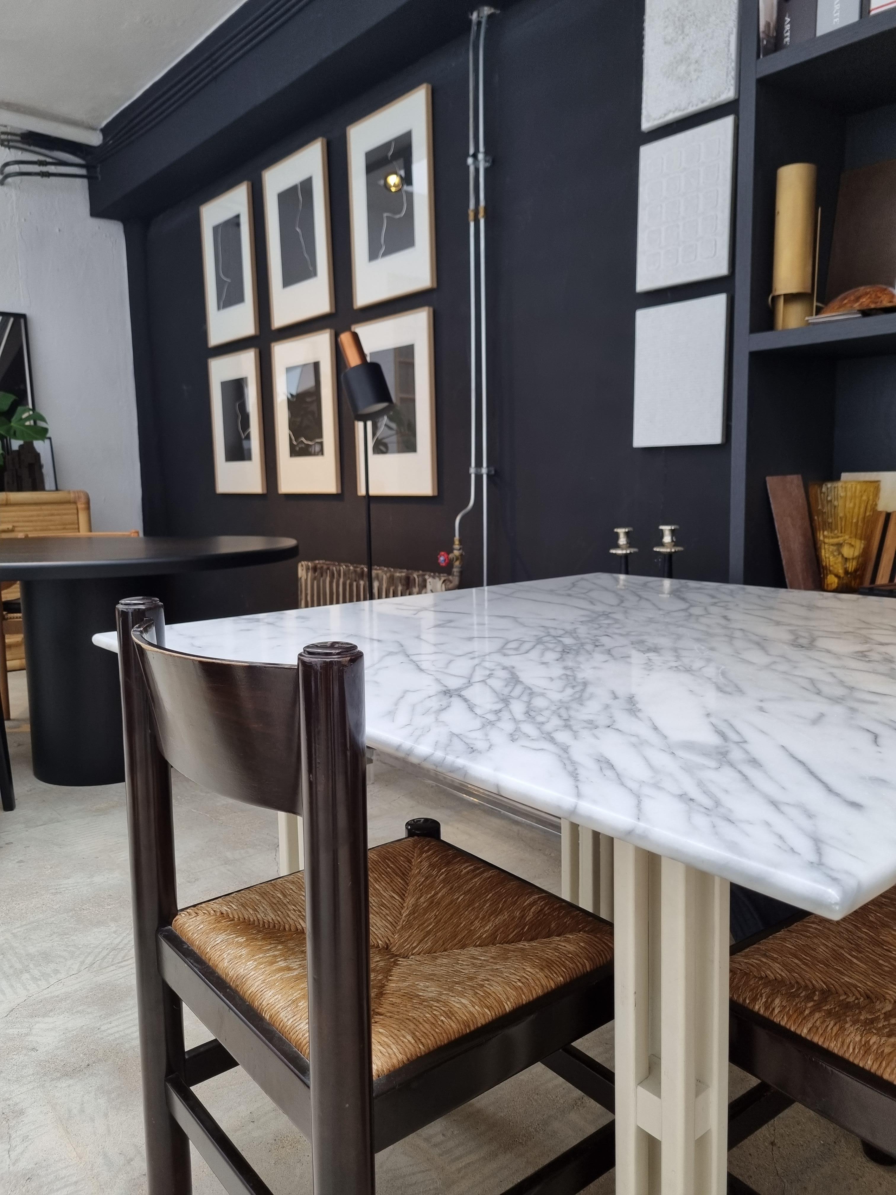 Square Dining Table in Carrara Marble and Beechwood For Sale at 1stDibs ...
