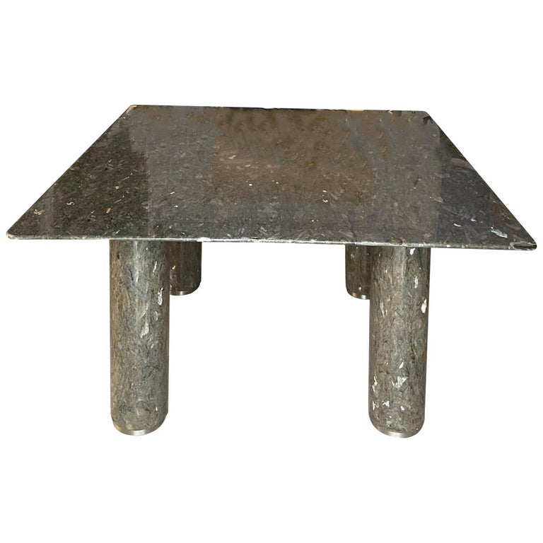 Square Dining Table in Silver and Gray Labradorite Stone at 1stDibs