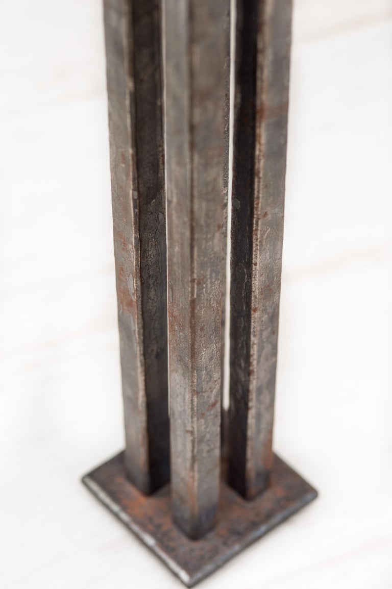 Square End Table Made of Forged Bronze Tiles and Forged Steel Legs For ...