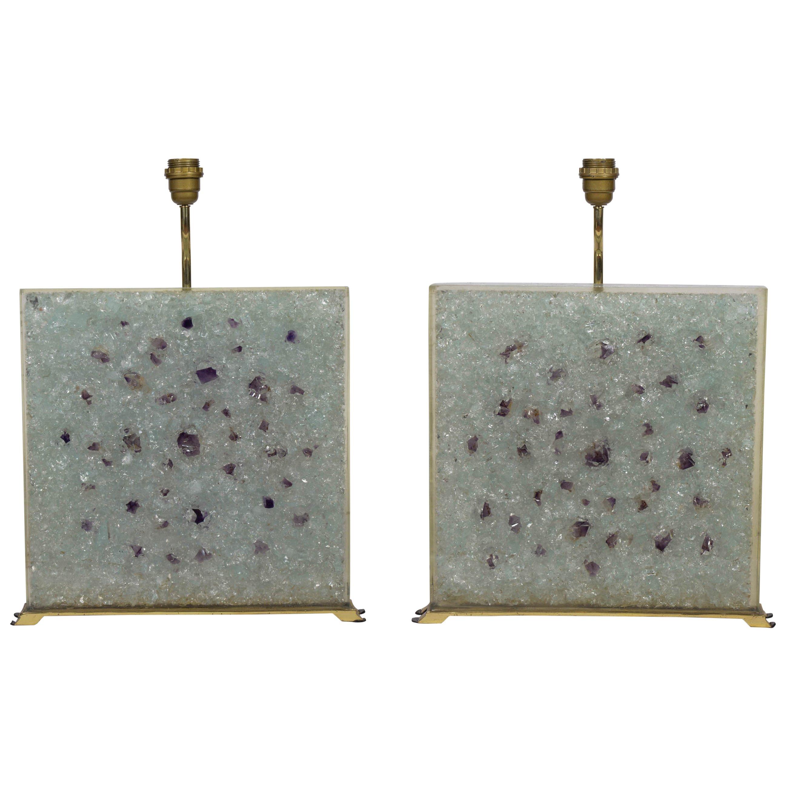 Unusual Orange Amethyst Geode Lamp by Willy Daro at 1stDibs