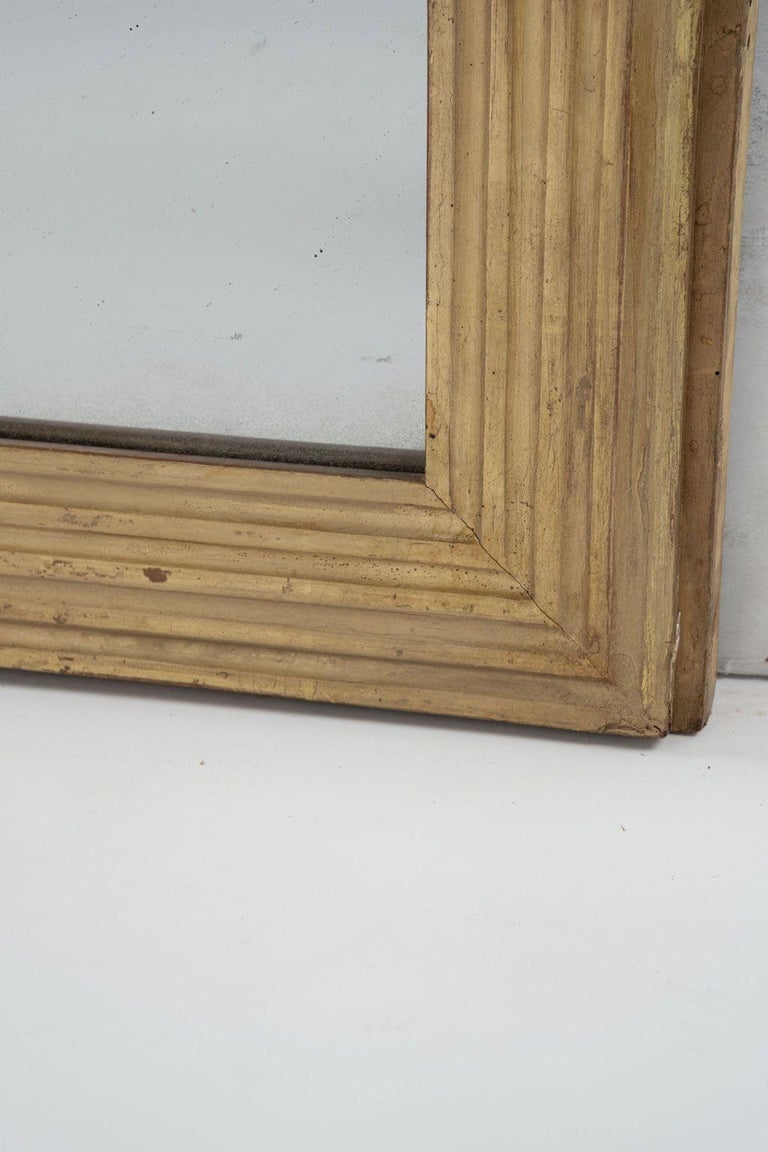 Square French Fluted Giltwood Mirror For Sale at 1stDibs