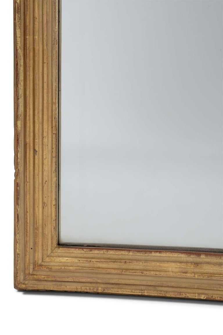Square French Fluted Giltwood Mirror For Sale at 1stDibs