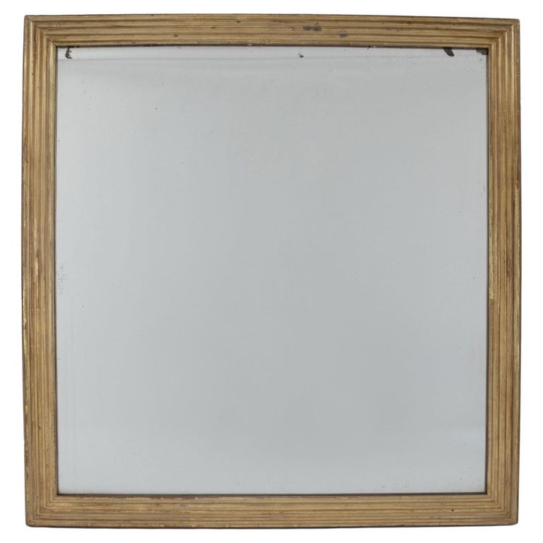 Square French Fluted Giltwood Mirror For Sale at 1stDibs