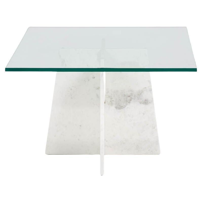 Square Glass And Marble Coffee Table by Thai Natura For Sale at 1stDibs
