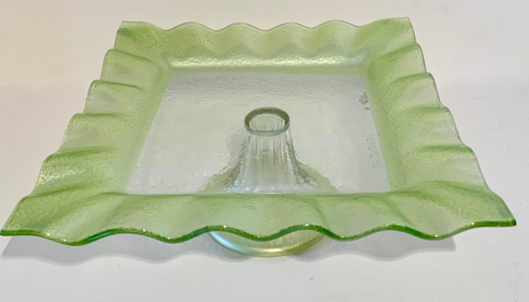 Square Glass Footed Cake Plate For Sale at 1stDibs | square glass cake ...