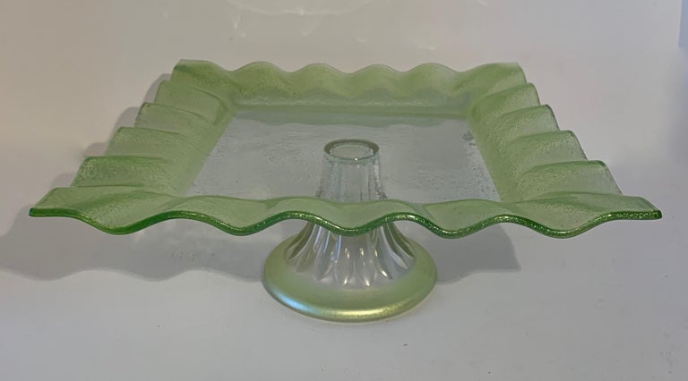 Square Glass Footed Cake Plate For Sale at 1stDibs | square glass cake ...
