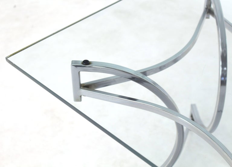 Square Glass Top Figural Chrome Base Side Centre Table For Sale at ...