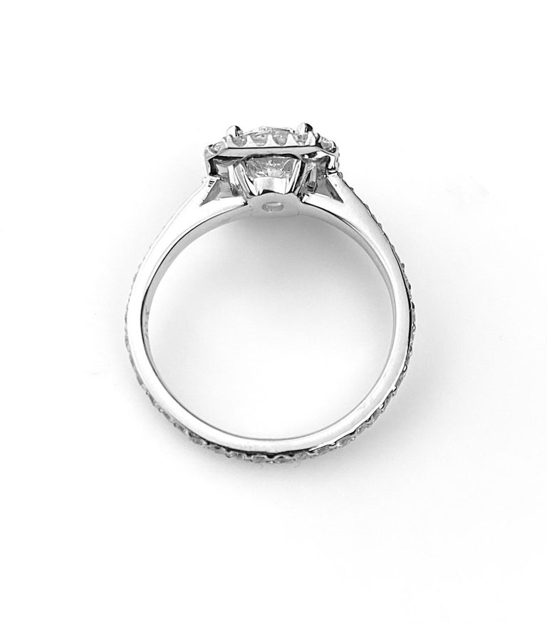 Square Halo Engagement Ring with Round Cut Center Diamond in White Gold ...
